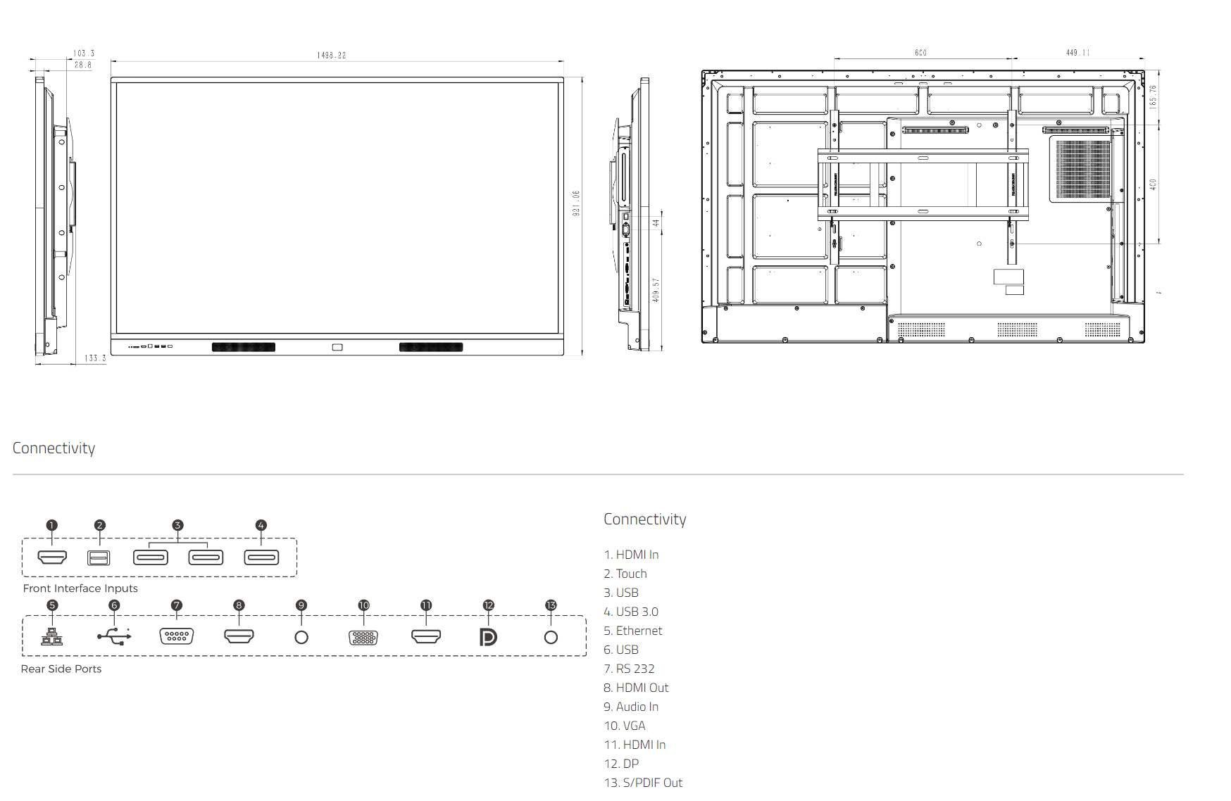 hisense 65WR60AE 65” Advanced Interactive Display